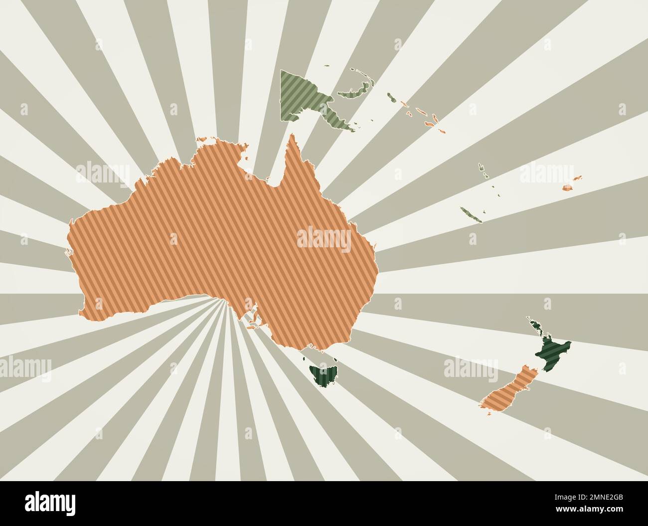 Oceania vintage map. Grunge poster with map of the continent in retro ...