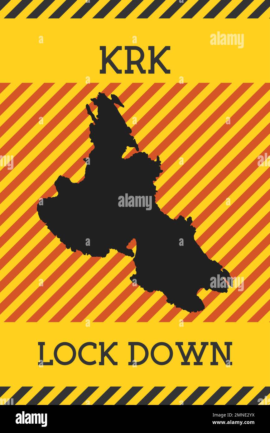 Krk Lock Down Sign. Yellow island pandemic danger icon. Vector ...