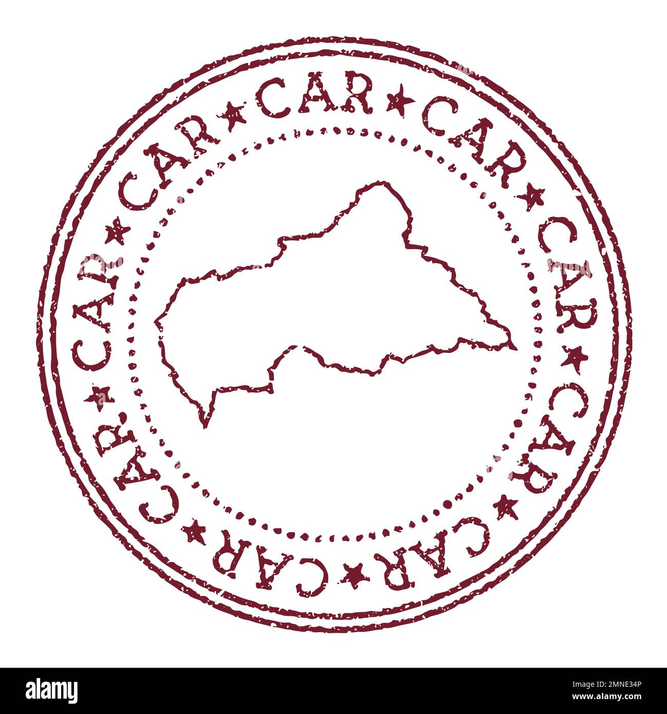 CAR round rubber stamp with country map. Vintage red passport stamp ...