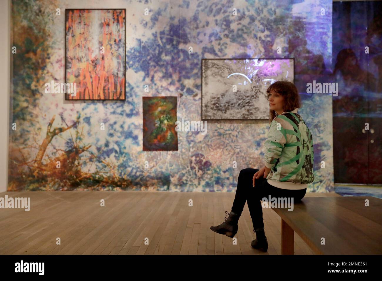 Wearing a jacket she designed with an image of herself on the back with ...