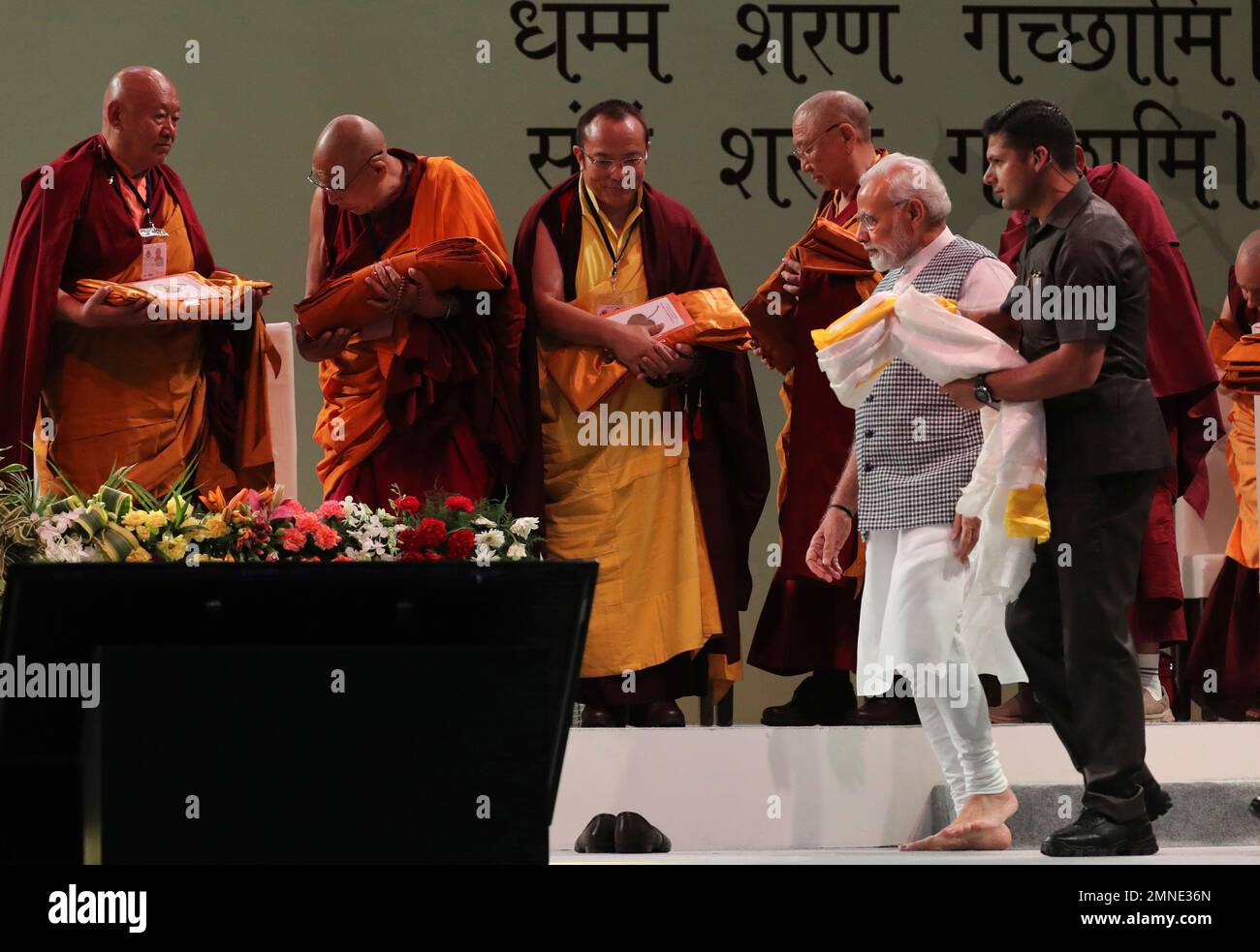Indian Prime Minister Narendra Modi, front, leaves after honoring ...