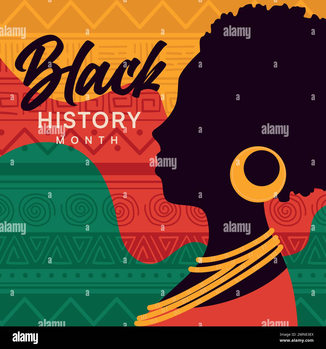 Black history month poster Cute afro american girl character Vector ...