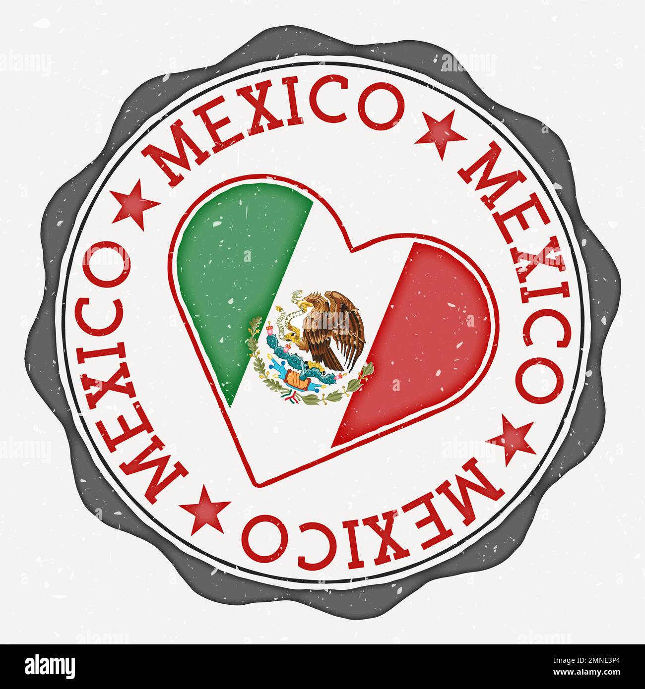 Mexico heart flag logo. Country name text around Mexico flag in the ...