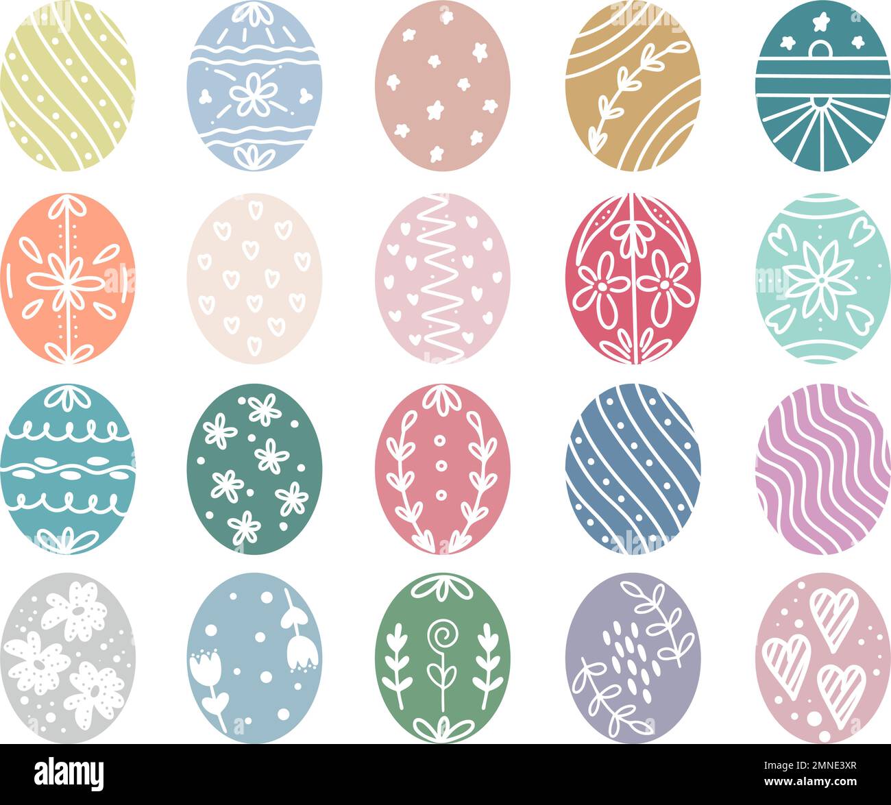 Set Easter eggs Doodle botanical illustration Stock Vector Image & Art - Alamy