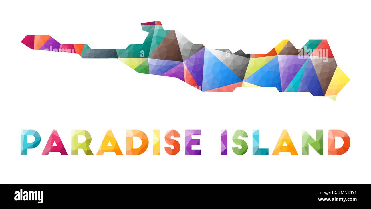 Paradise Island - colorful low poly island shape. Multicolor geometric ...