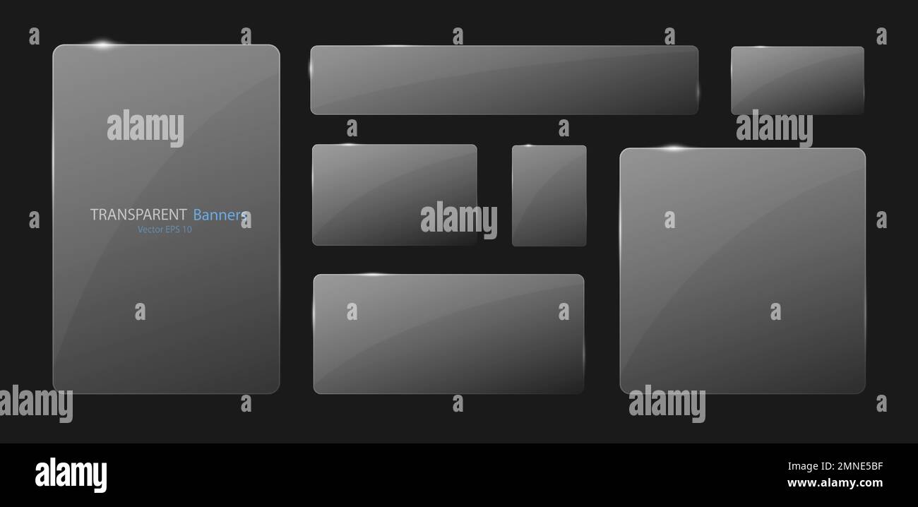 A set of transparent banners on a blue background. Vector illustration ...