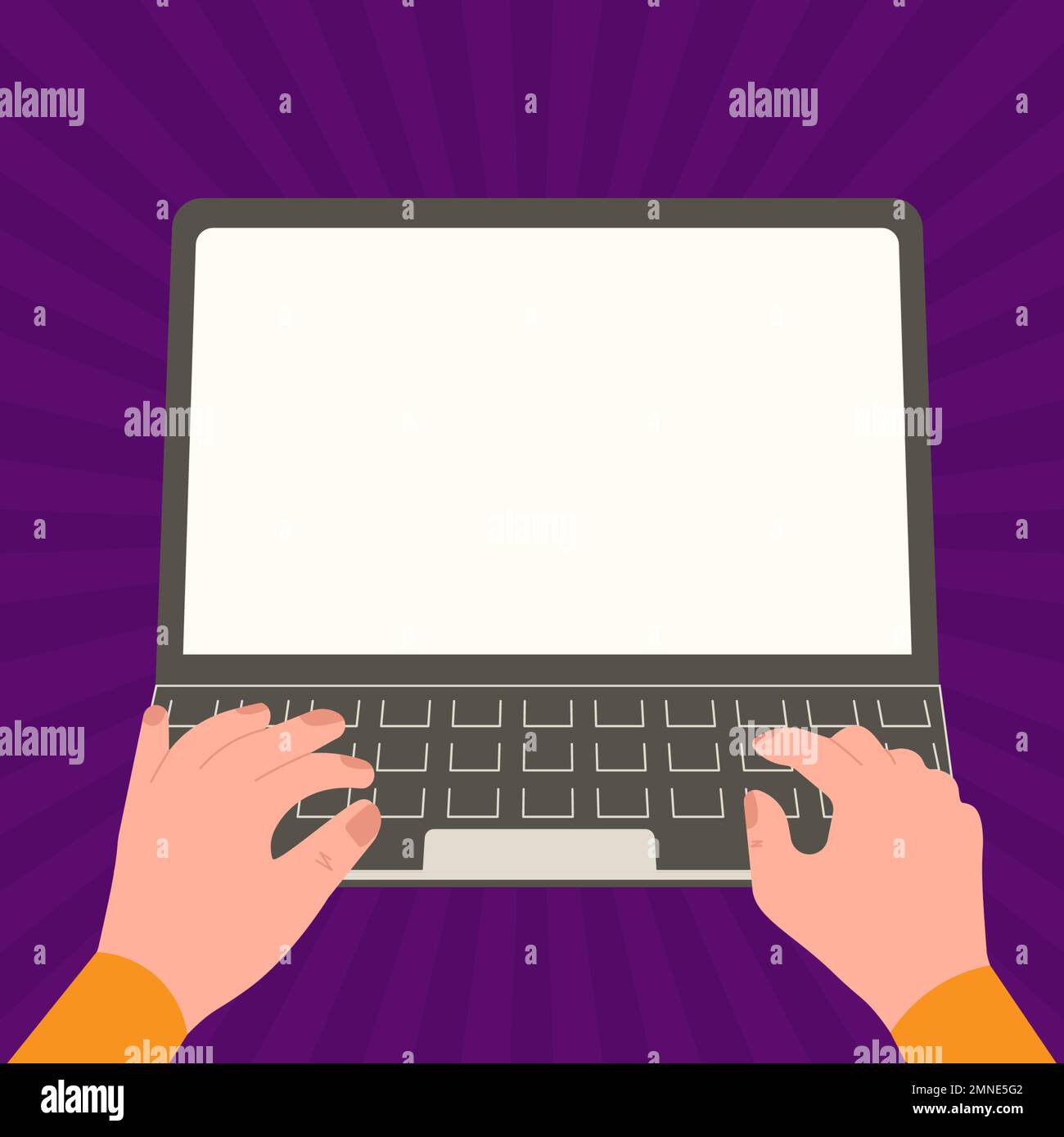 Hands typing text with keyboard. Laptop screen contains important ...