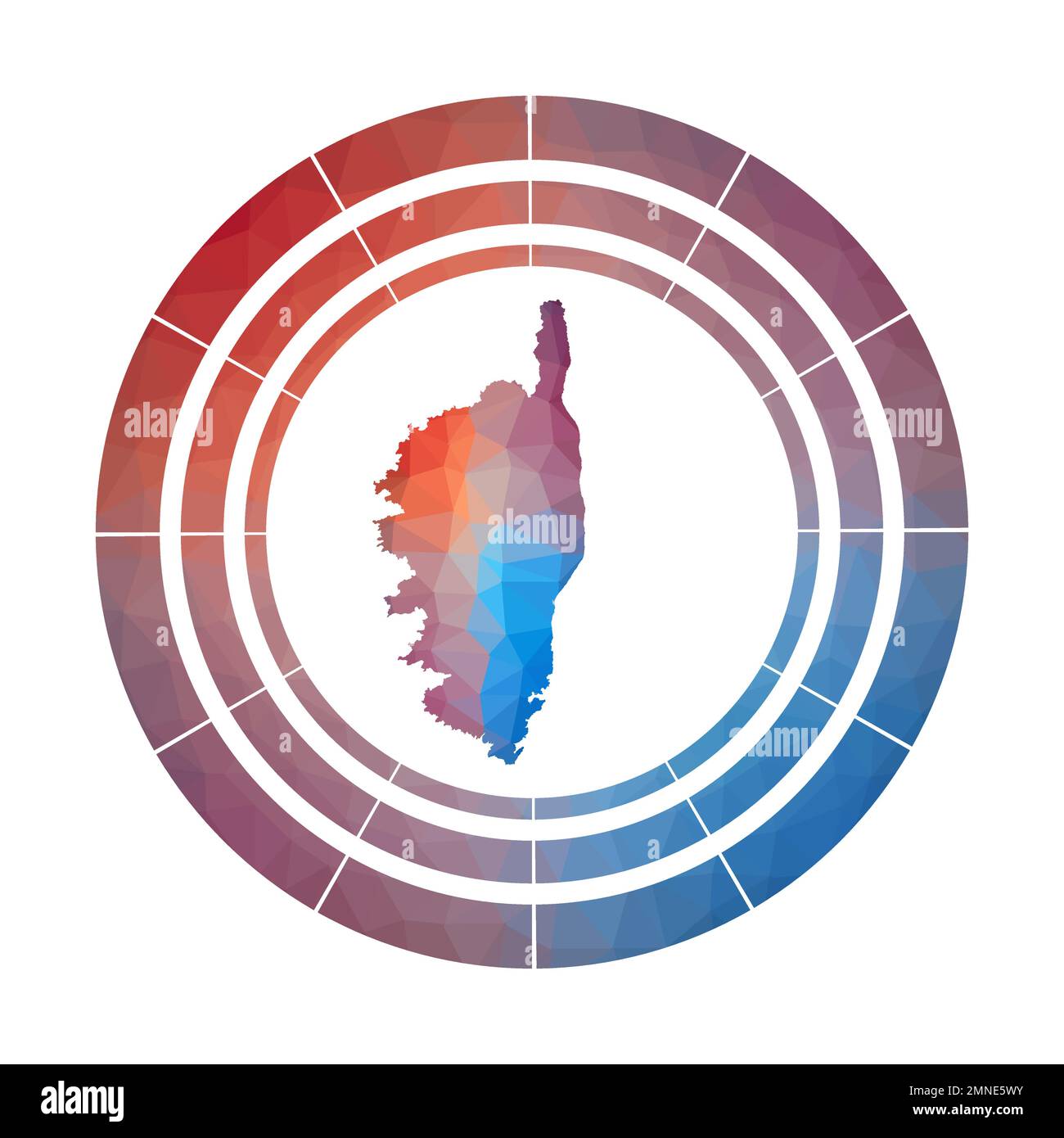 Corsica badge. Bright gradient logo of island in low poly style ...