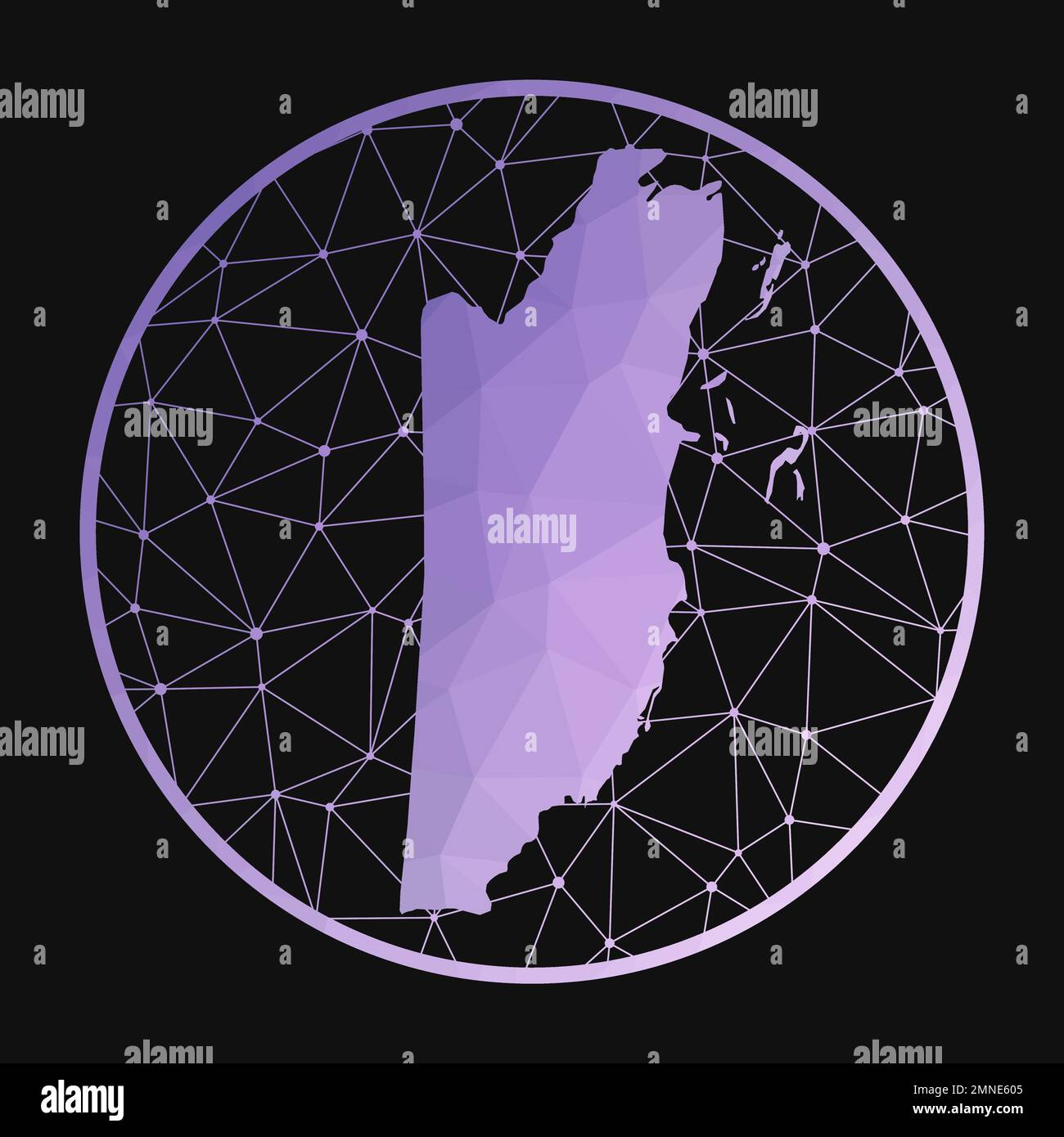 Belize icon. Vector polygonal map of the country. Belize icon in ...