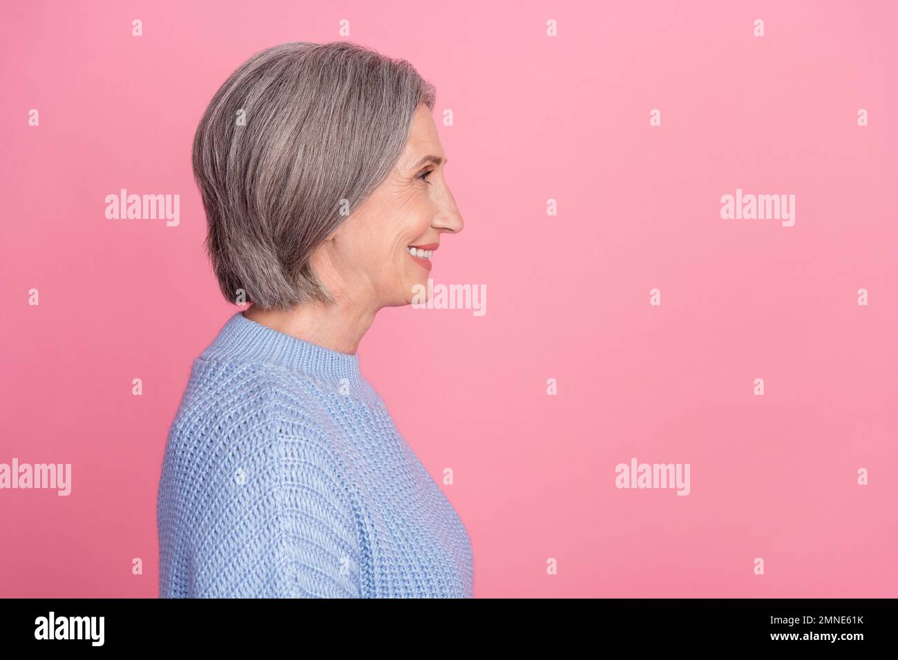Side profile photo of mature aged old senior cheerful grandmother woman ...