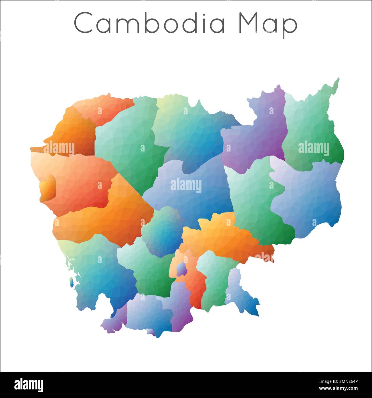 Low poly map of Cambodia. Cambodia geometric polygonal, mosaic style map Stock Vector Image ...