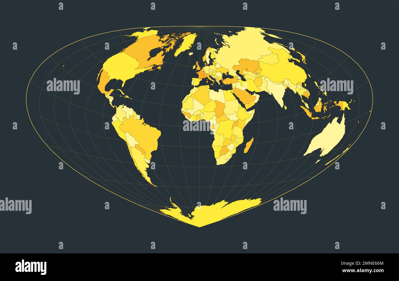 World Map. Bottomley projection. Futuristic world illustration for your ...
