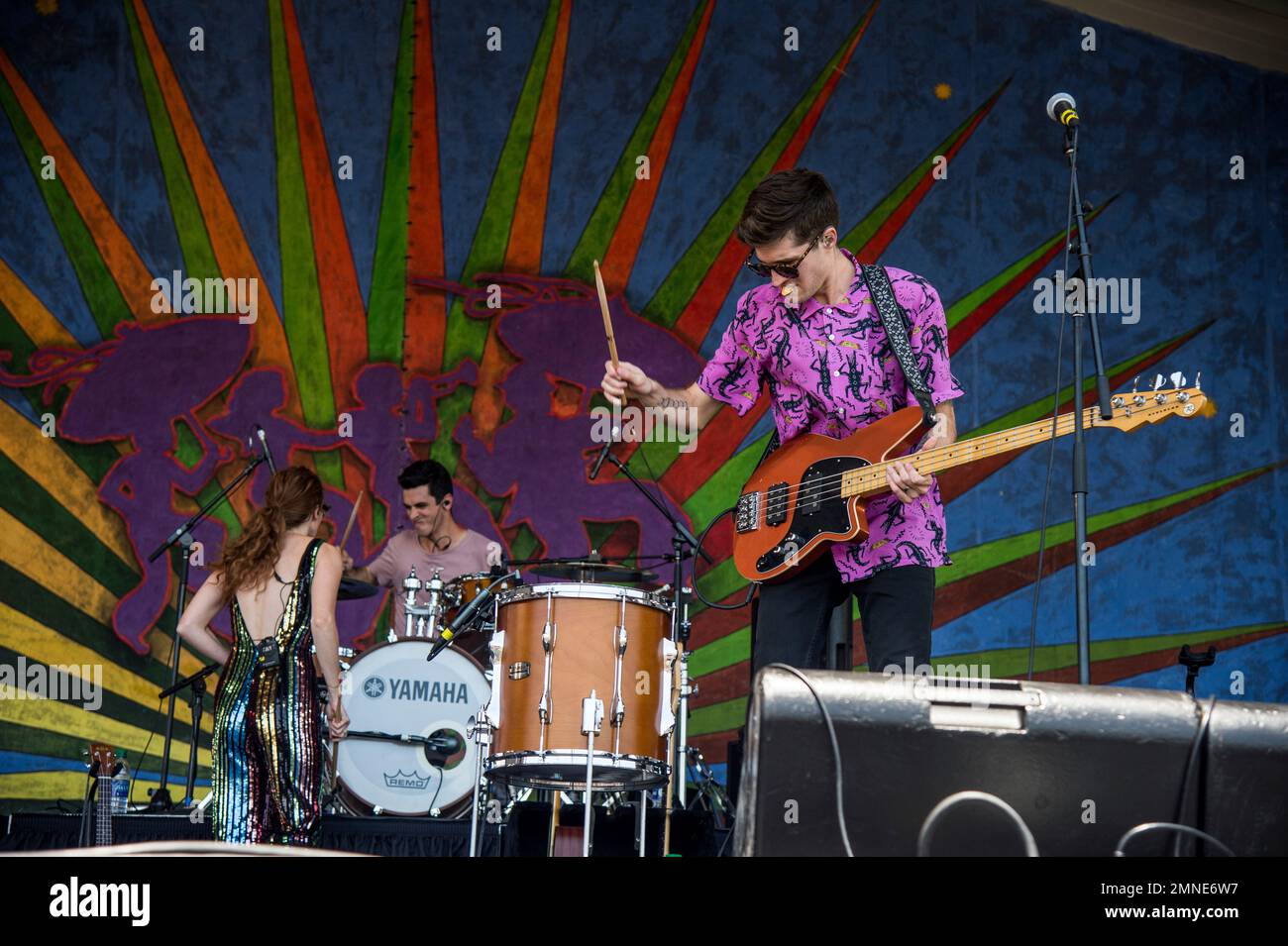 Nora Patterson, left, and Joshua Wells of Royal Teeth perform at the ...