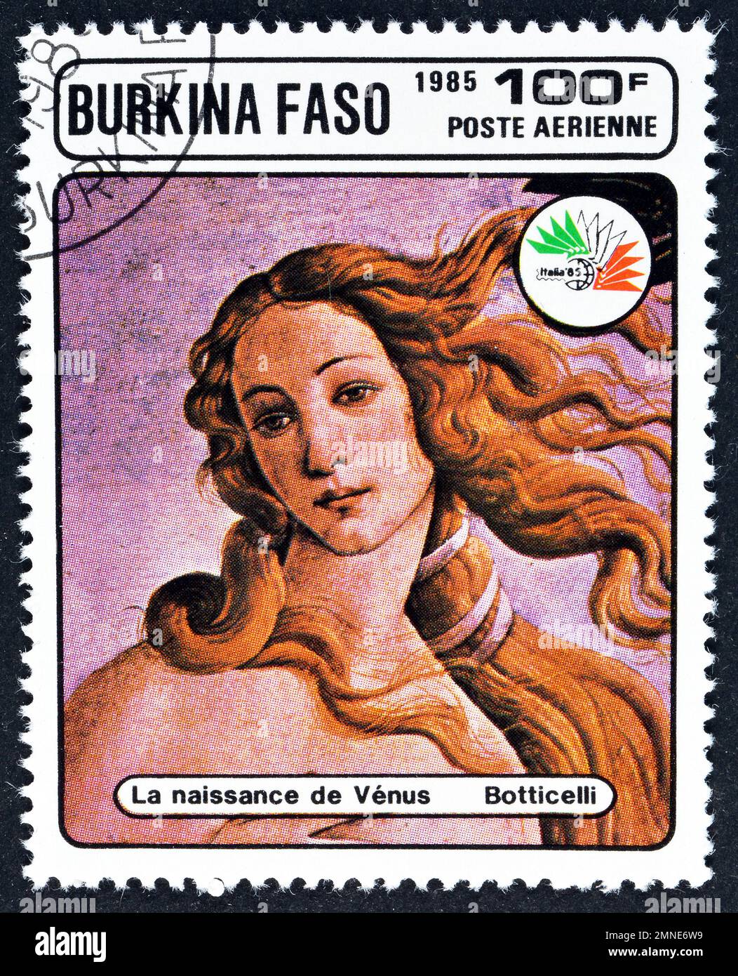 Cancelled postage stamp printed by Burkina Faso, that shows painting ...