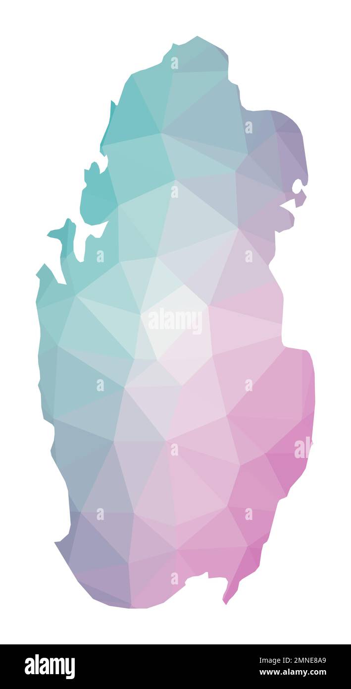 Polygonal map of Qatar. Geometric illustration of the country in ...