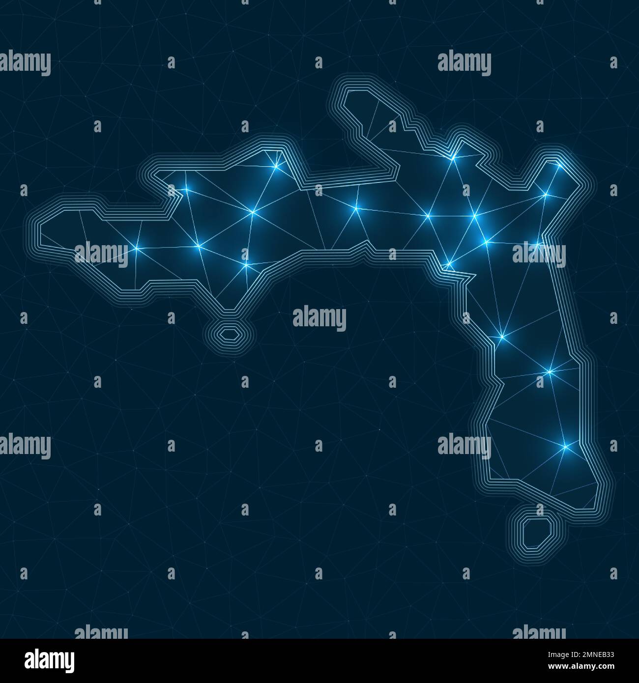 Peter Island network map. Abstract geometric map of the island. Digital ...