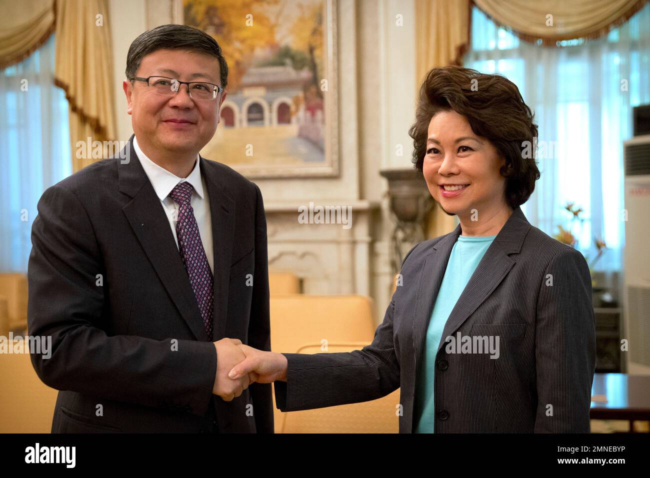 Beijing Mayor Chen Jining, left, and U.S. Secretary of Transportation ...