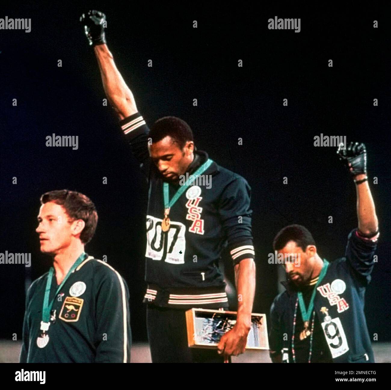 FILE - In this Oct. 16, 1968, file photo, Australian silver medalist ...