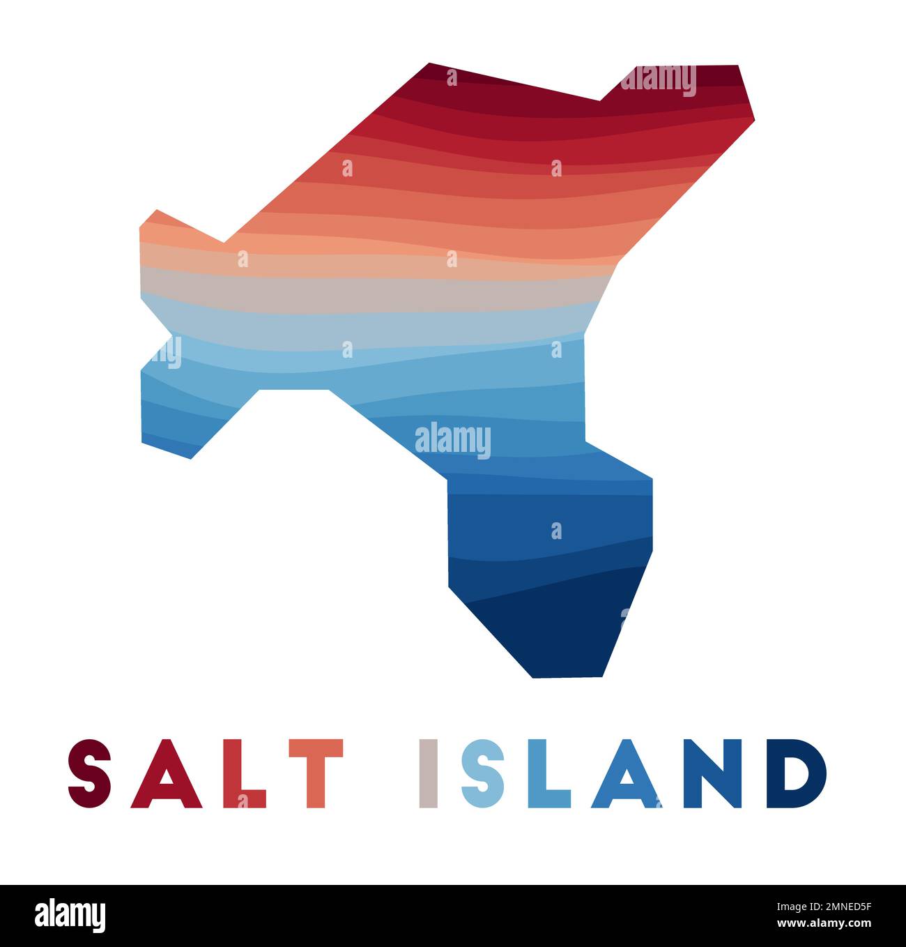 Salt Island map. Map of the island with beautiful geometric waves in ...
