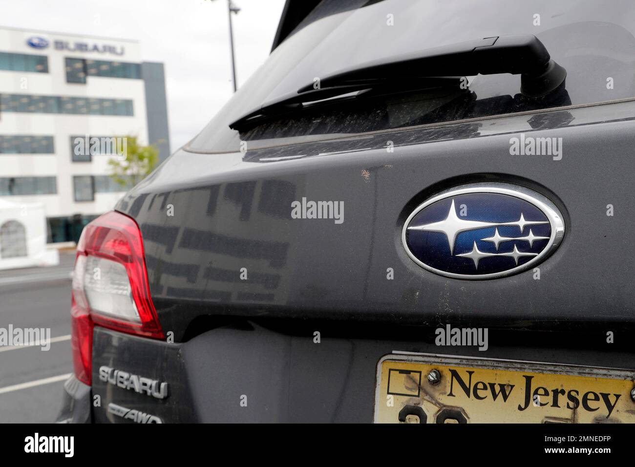 A vehicle is seen in the parking lot of the Subaru of America ...