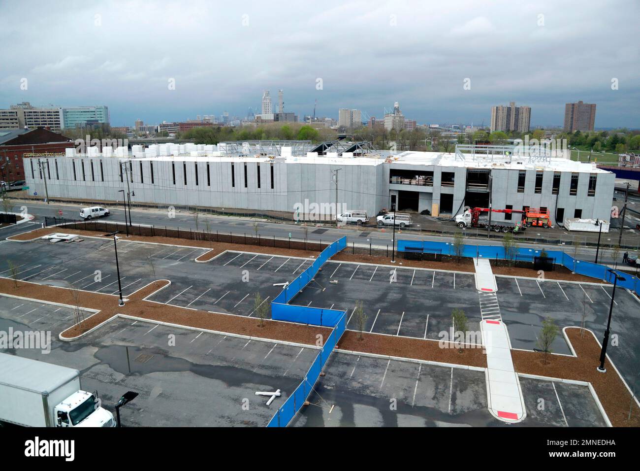 A general view of the construction of a building adjacent to the Subaru ...