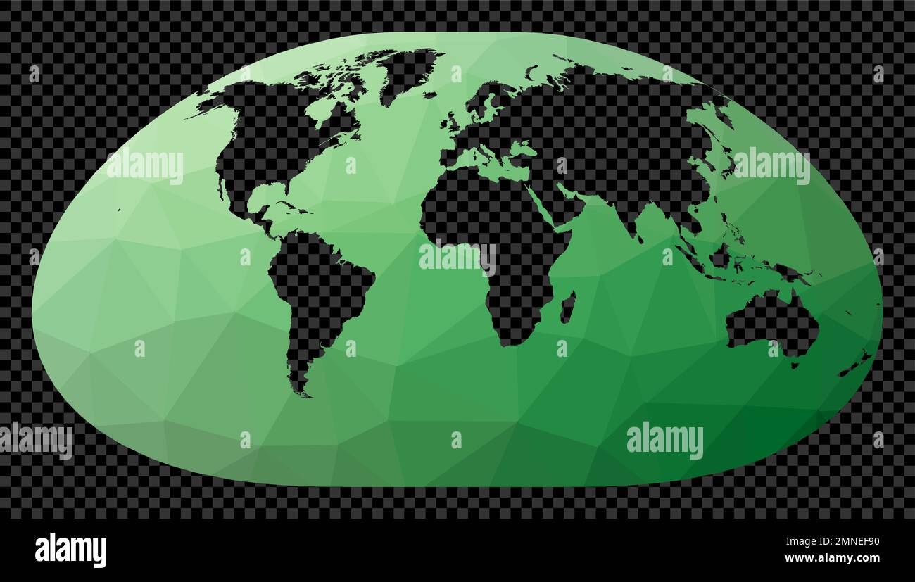 Low poly world map. Loximuthal projection. Polygonal map of the world ...