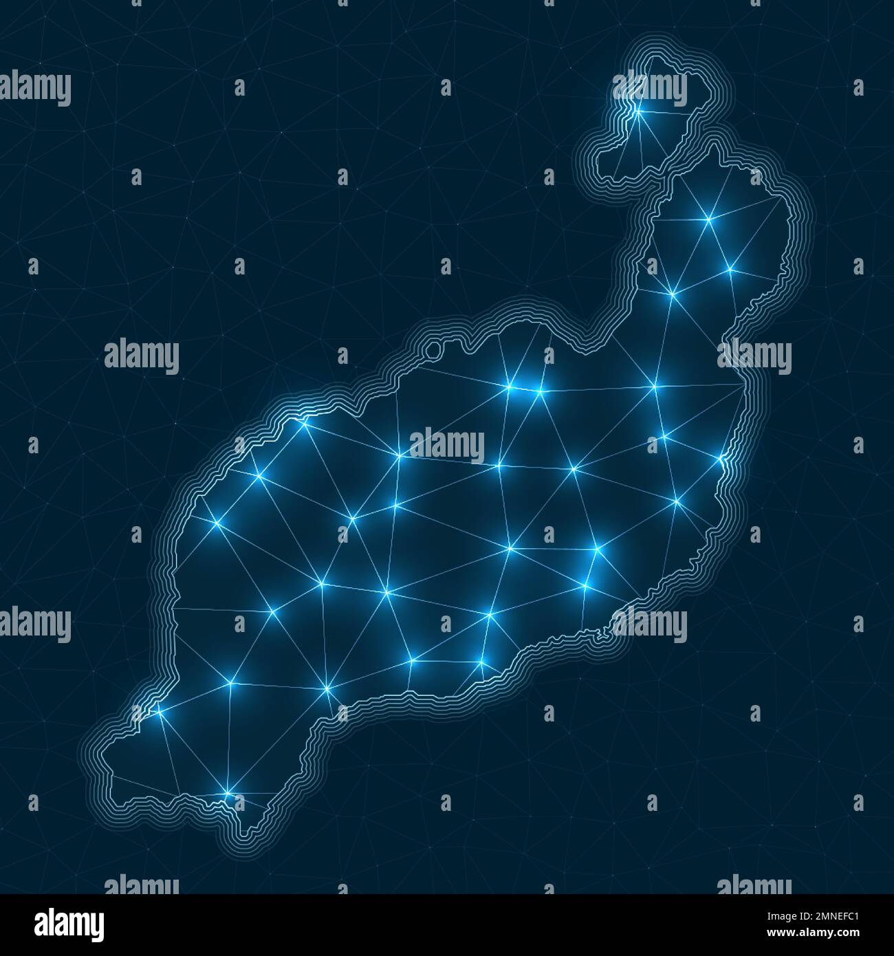 Lanzarote network map. Abstract geometric map of the island. Digital ...