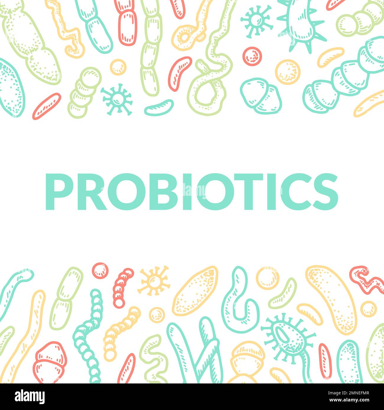 Probiotics hand drawn packaging design. Scientific vector illustration ...