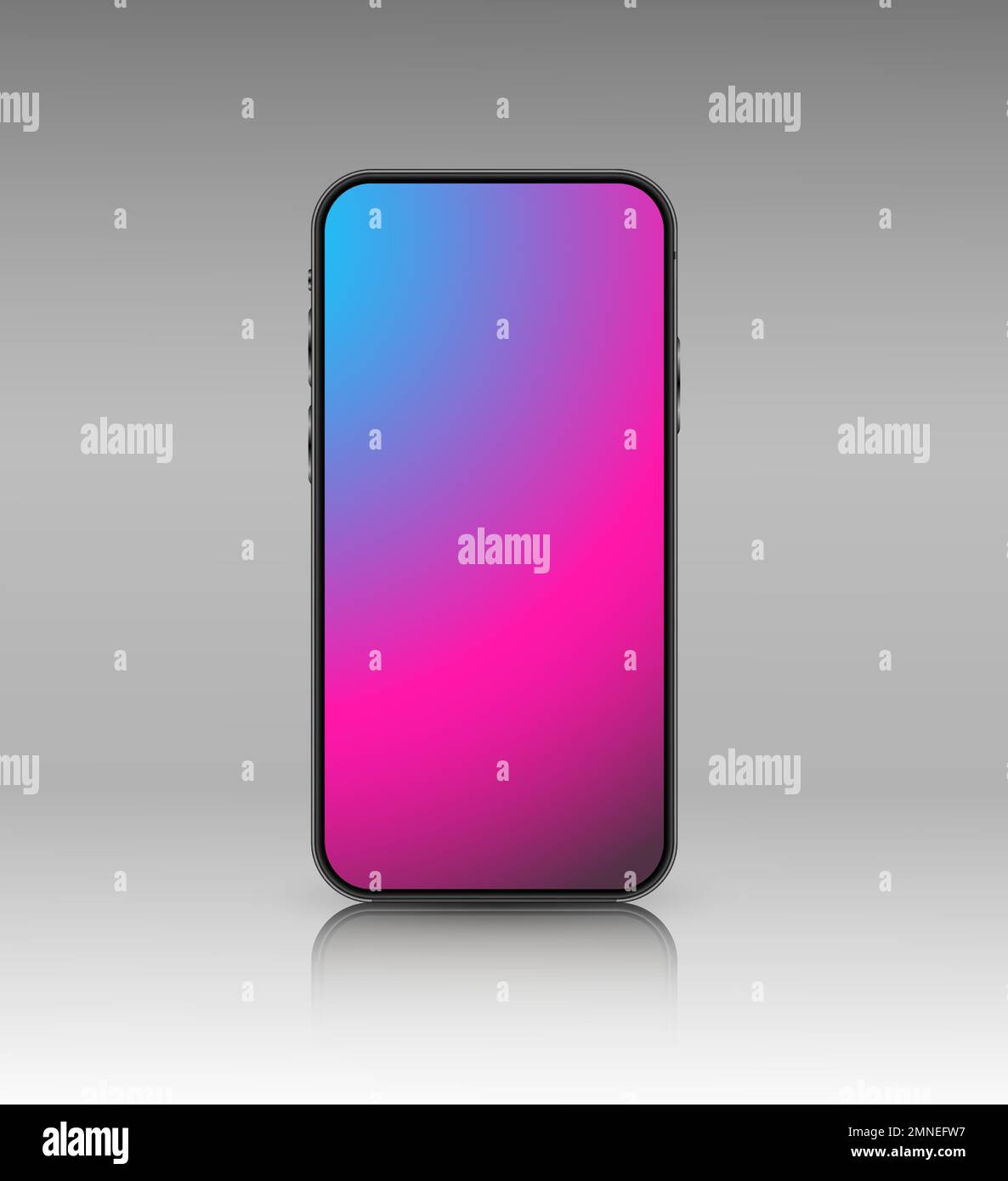 A smartphone layout with a color gradient screen. Realistic 3D mobile ...