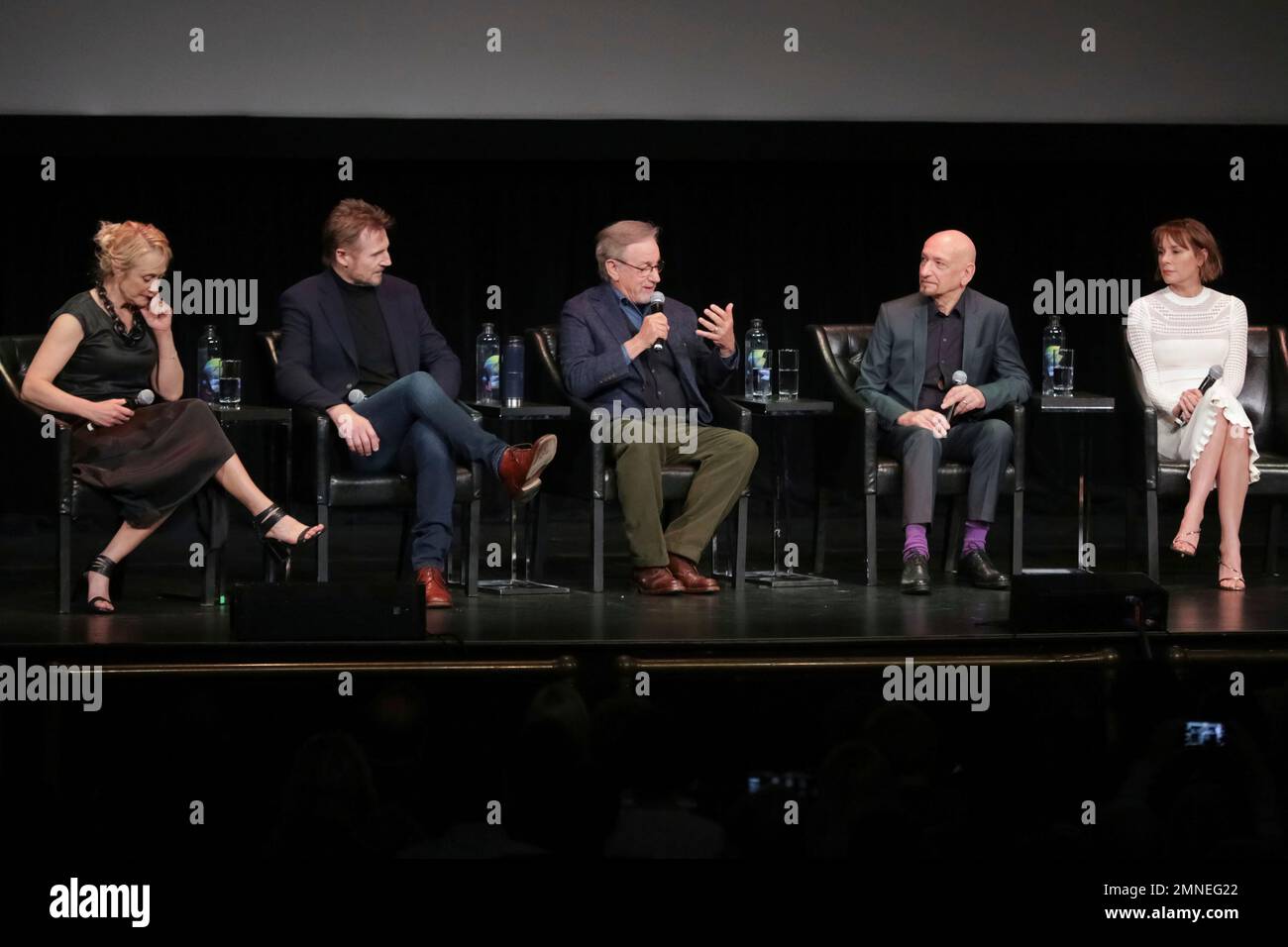 Actors Caroline Goodall, from left, Liam Neeson, director Steven ...
