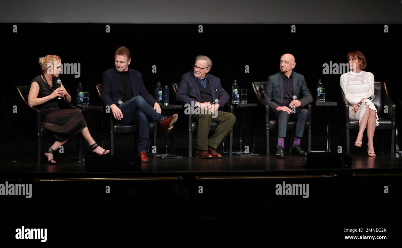 Actors Caroline Goodall, from left, Liam Neeson, director Steven ...