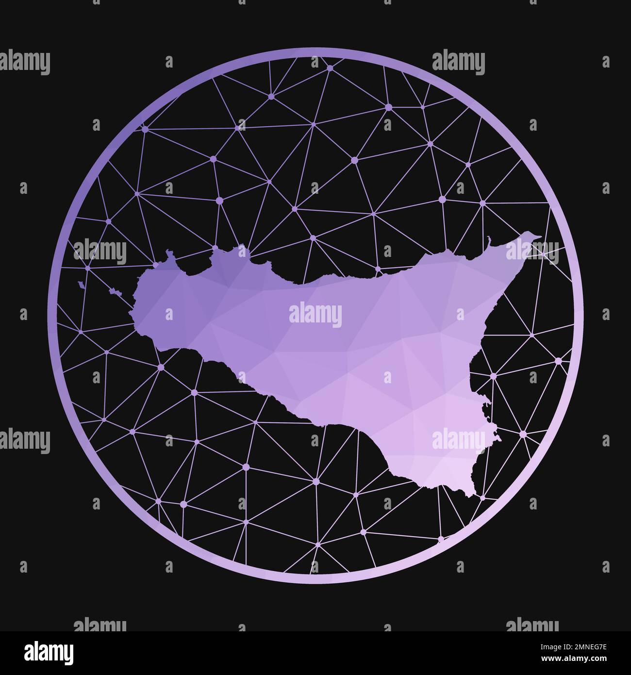 Sicilia icon. Vector polygonal map of the island. Sicilia icon in ...