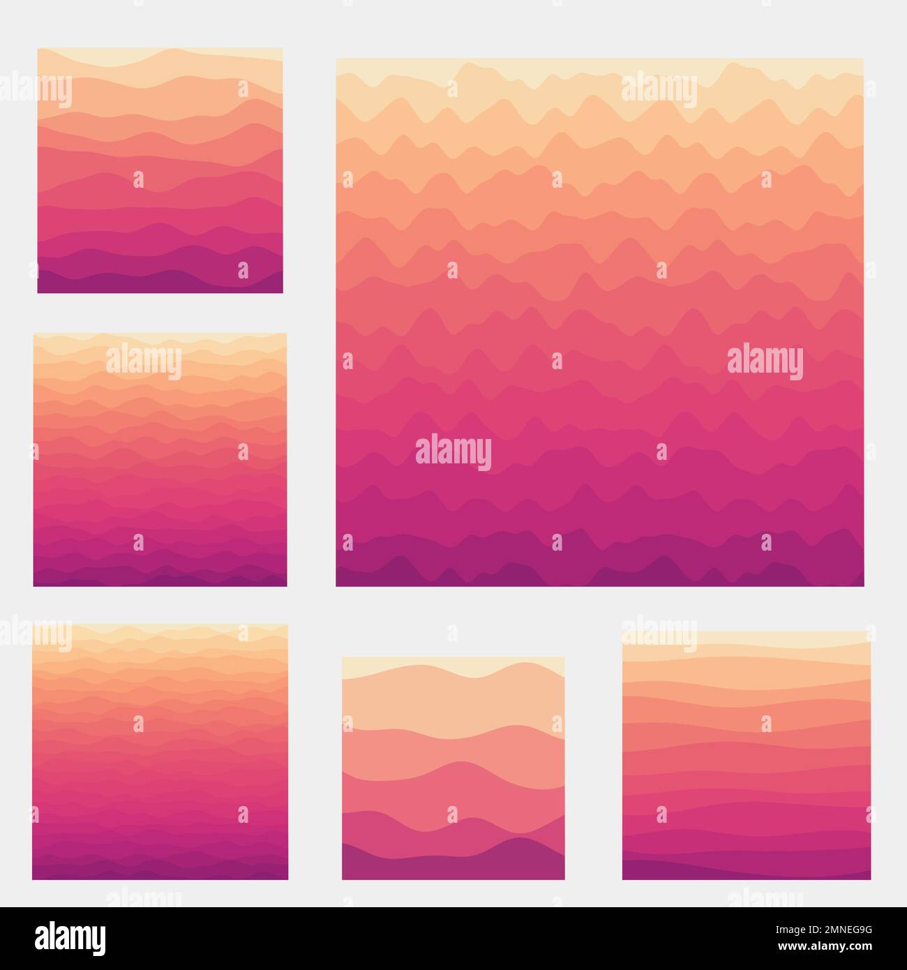 Abstract waves background collection. Curves in sunset dark colors ...