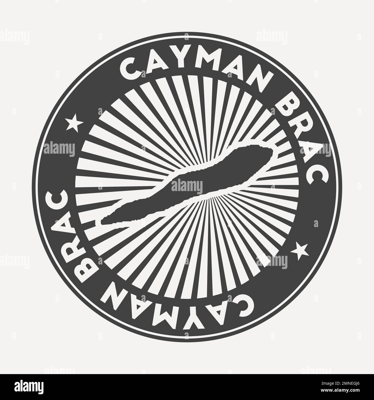 Cayman Brac round logo. Vintage travel badge with the circular name and ...