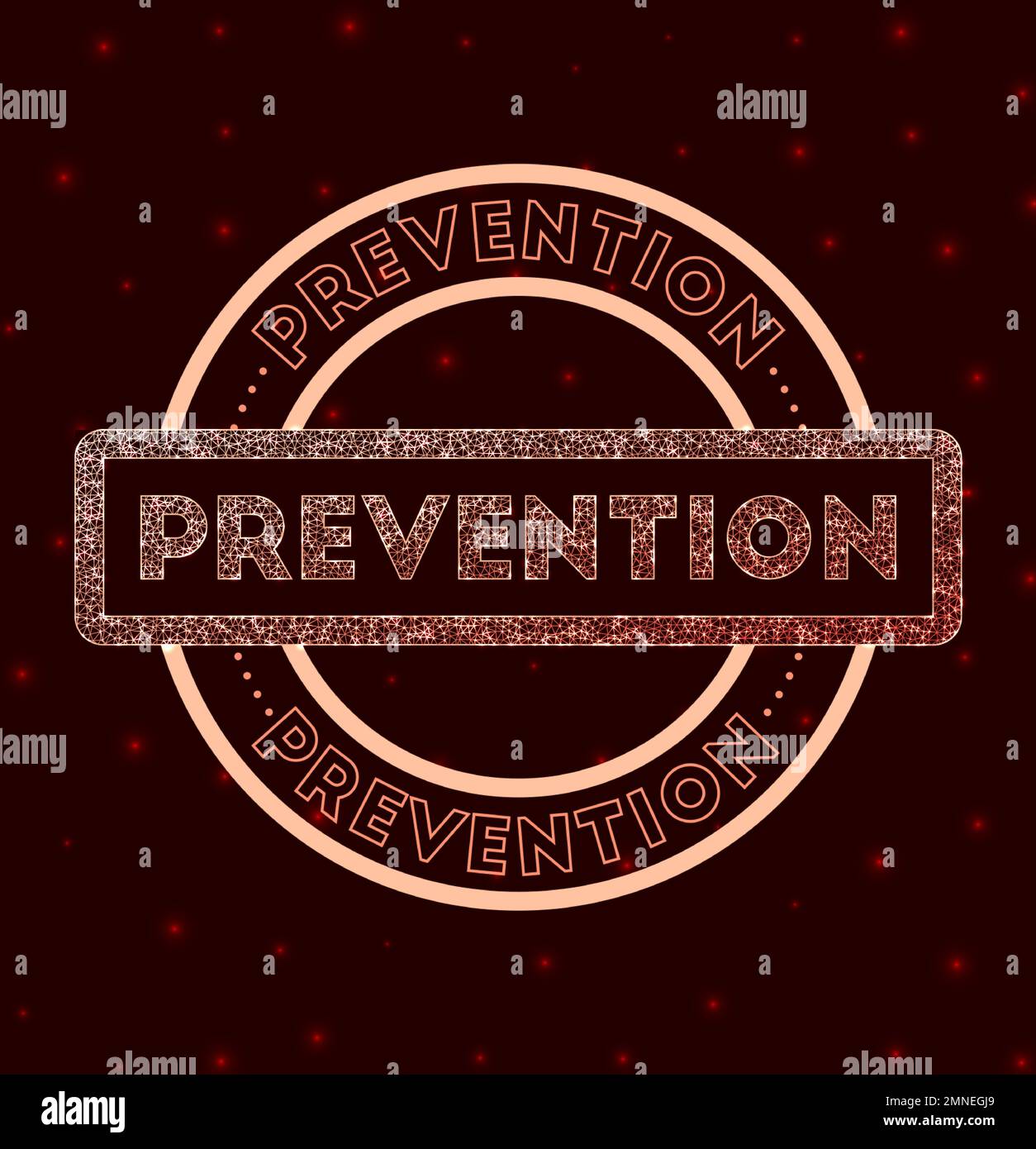 Prevention badge. Glowing geometric round prevention sign. Vector ...