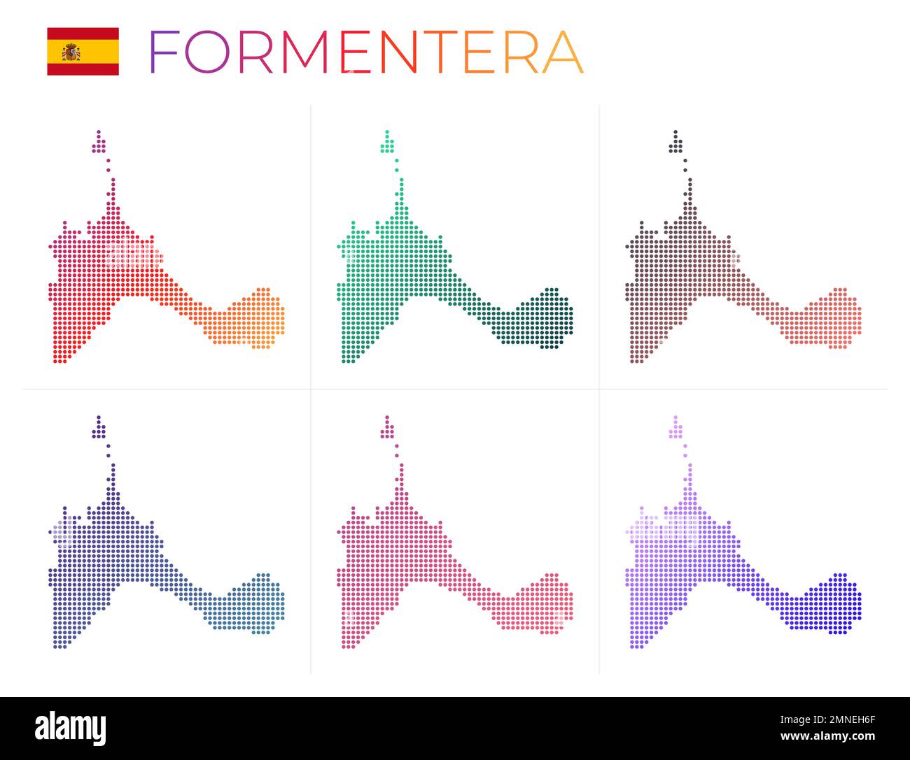 Formentera dotted map set. Map of Formentera in dotted style. Borders ...
