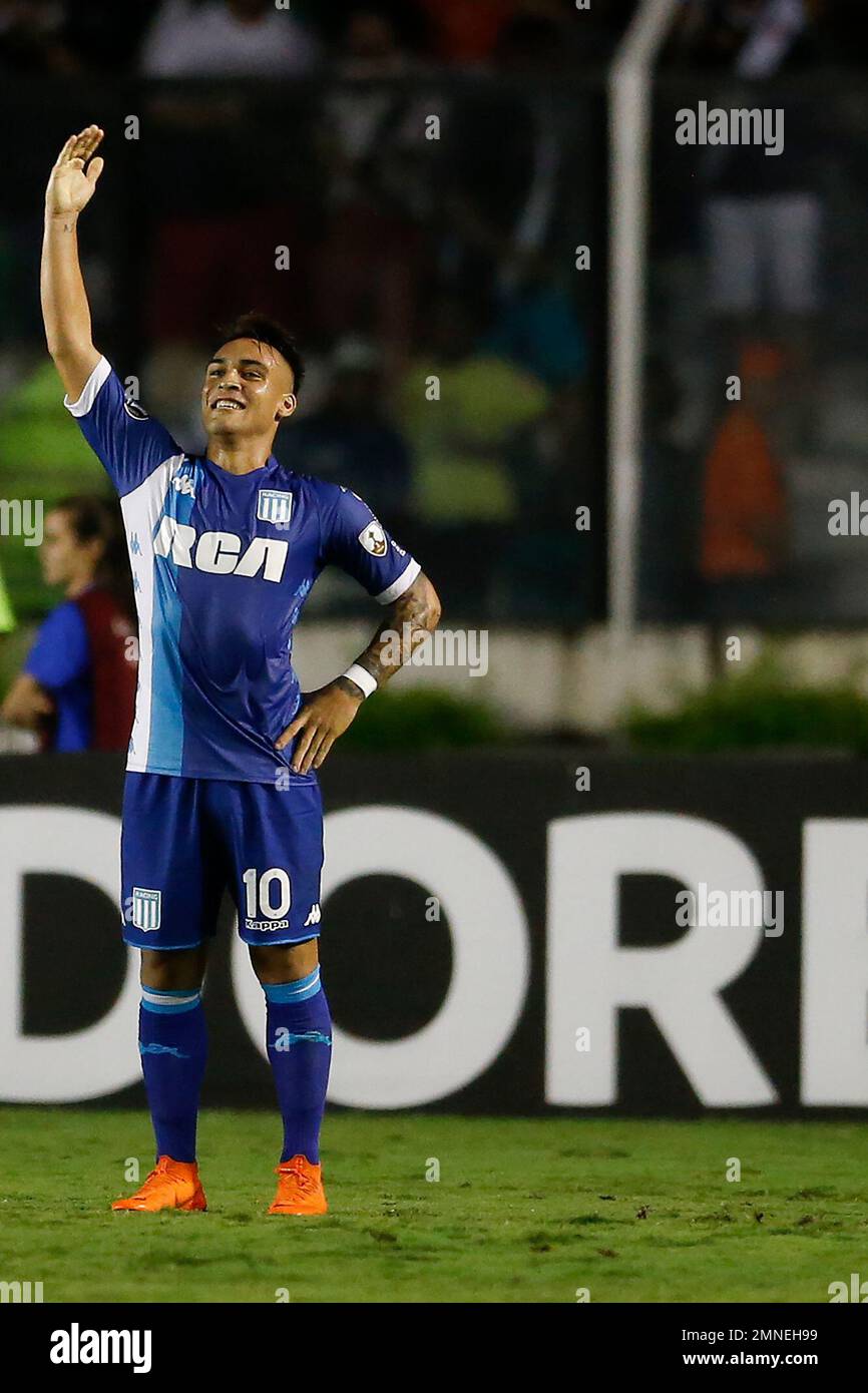 Lautaro Martinez of Argentina's Racing Club celebrates his goal during ...
