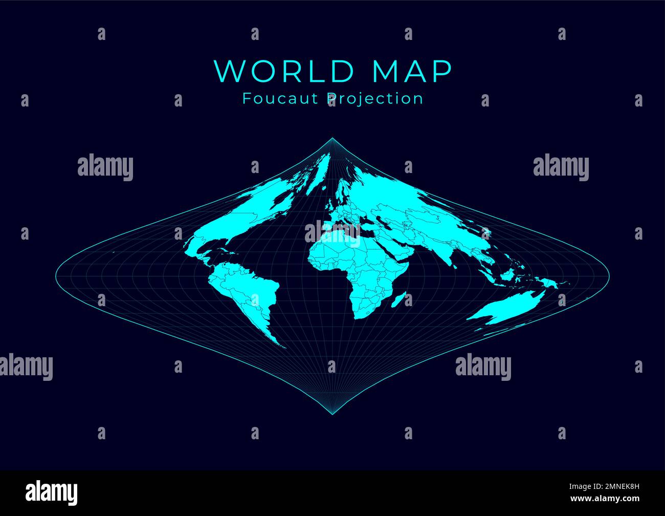 Map of The World. Foucaut's stereographic equivalent projection ...