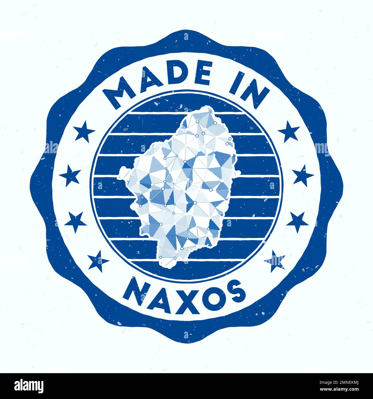 Made in Naxos. Island round stamp. Seal of Naxos with border shape ...