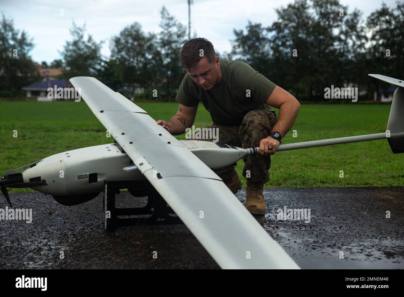 U.S. Marine Corps Lance Cpl. Stephen Gay, an unmanned aerial vehicle ...
