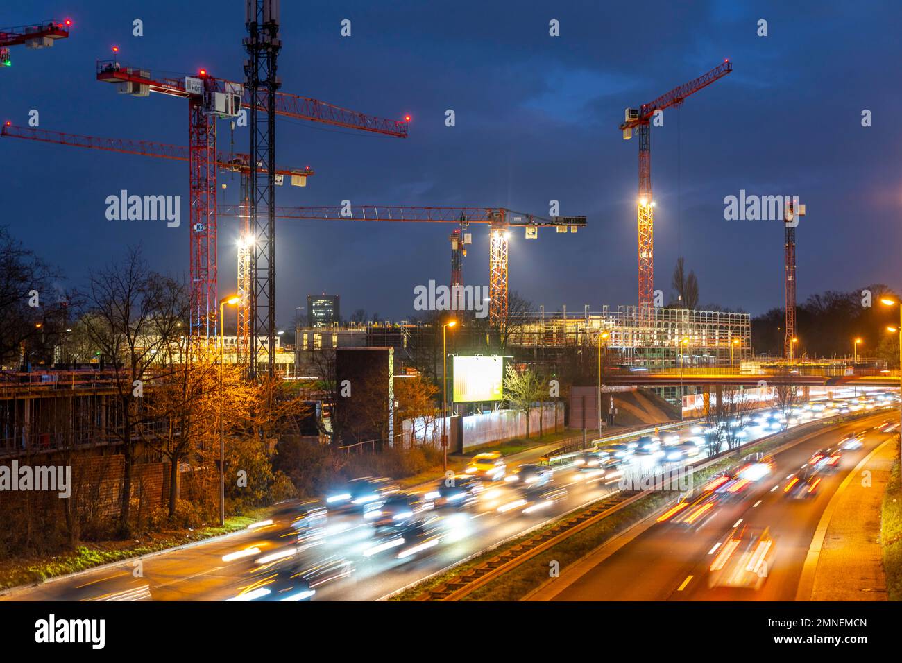 Major construction site in Düsseldorf, on the B8, Danziger Straße ...