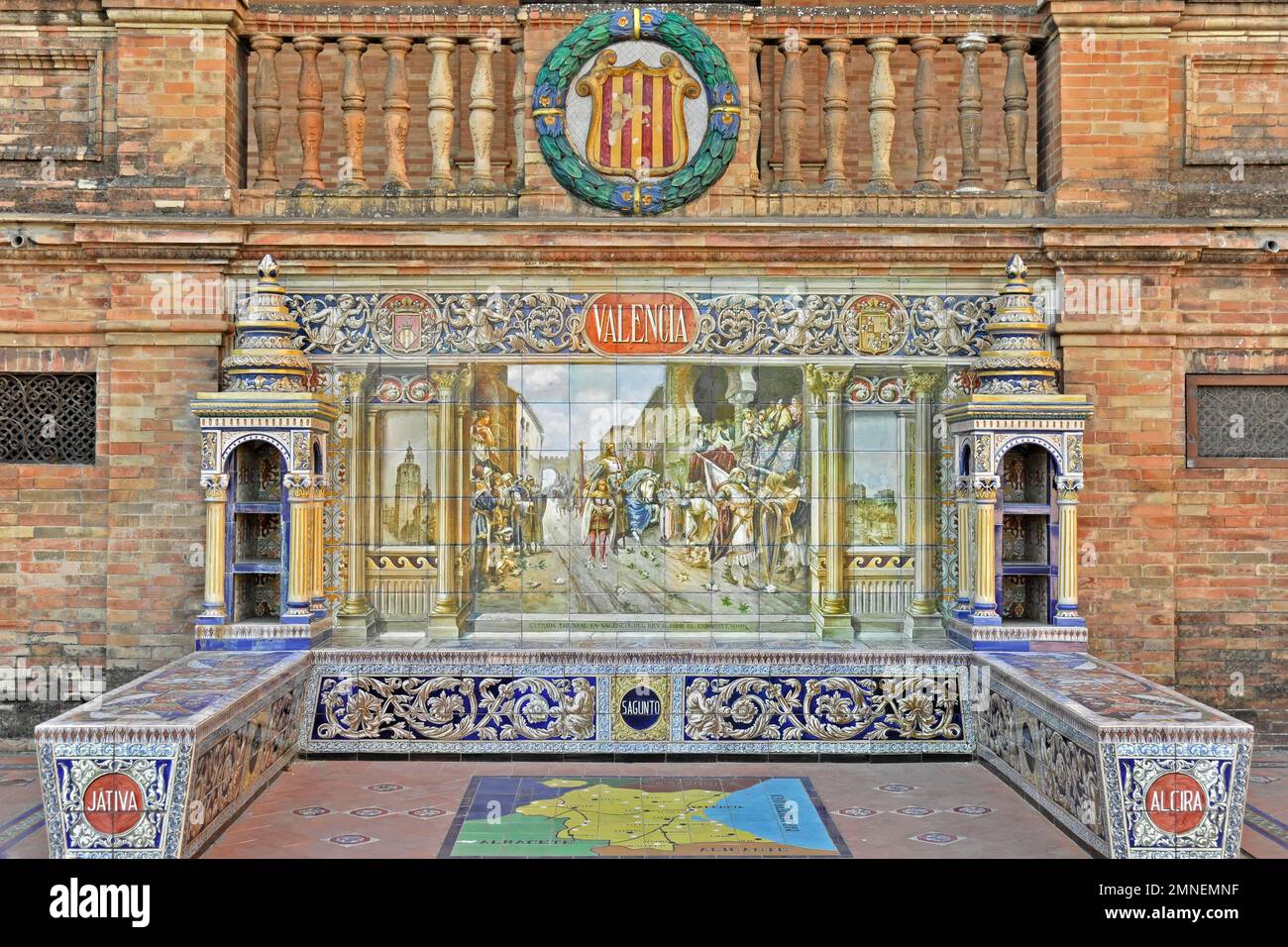 VALENCIA, Colourful tiles with motifs from the Spanish regions, Plaza ...