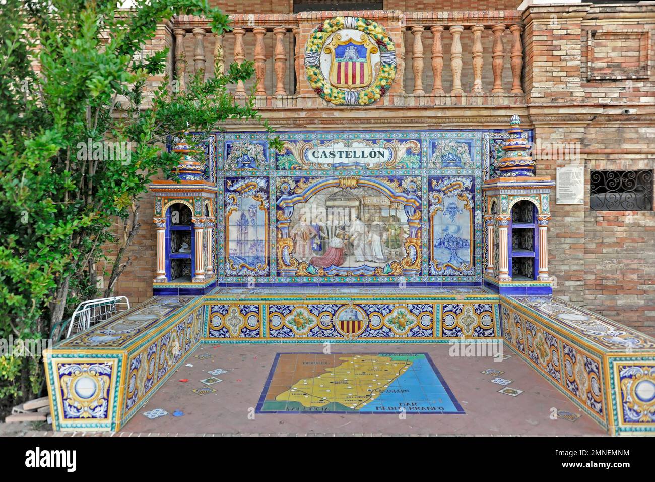 CASTELLON, Colourful tiles with motifs from the Spanish regions, Plaza ...