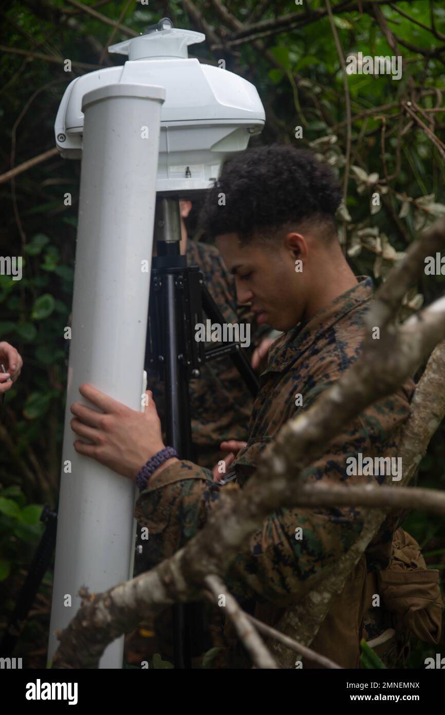 U.S. Marine Corps Lance Cpl. Jason Faine, a surveillance sensor ...