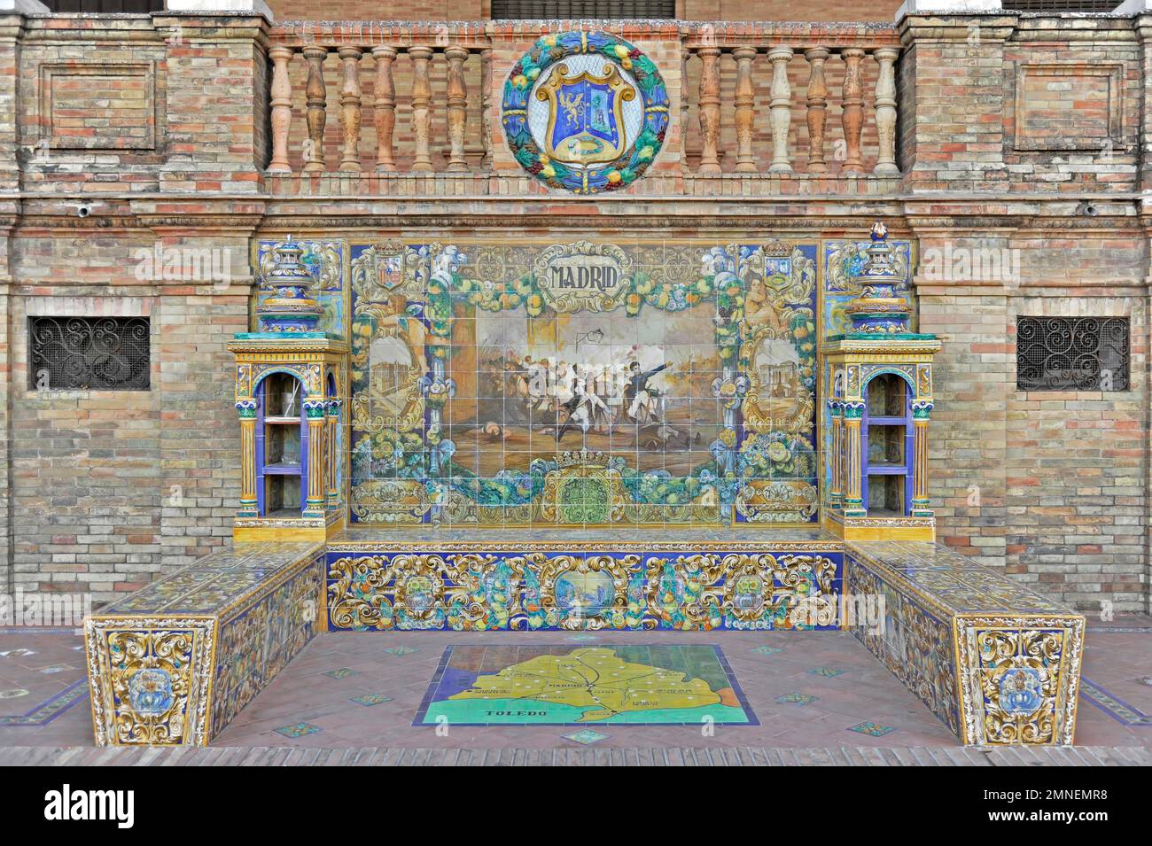 MADRID, Colourful tiles with motifs from the Spanish regions, Plaza de ...