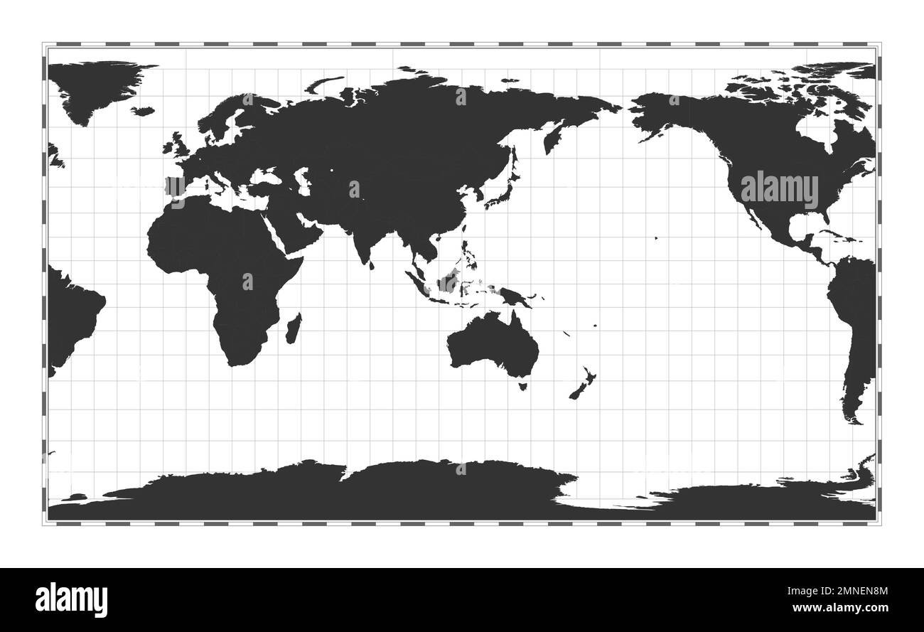 Vector world map. Patterson cylindrical projection. Plain world ...