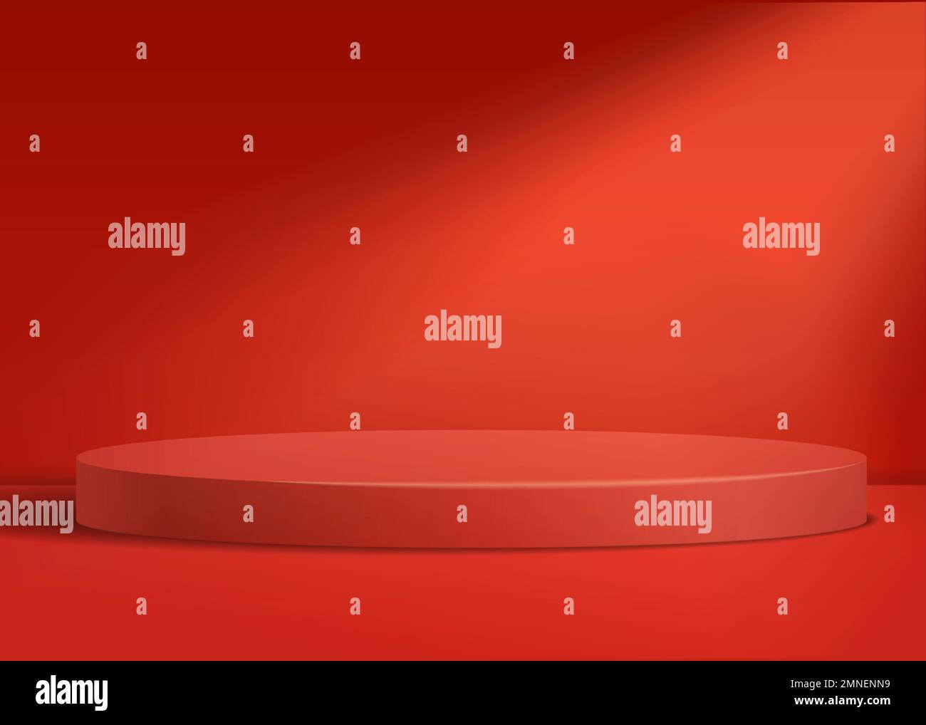 Red podium on red background with spotlight realistic 3D vector ...