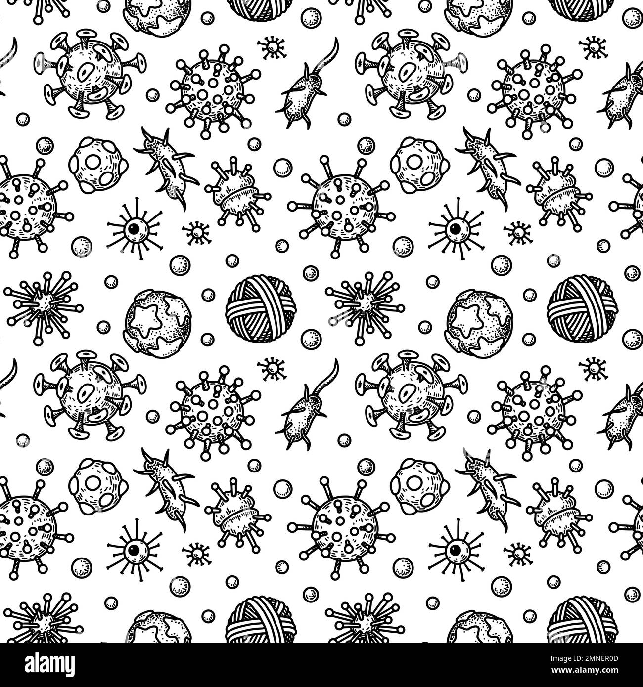 Microorganism seamless pattern. Scientific vector illustration in ...