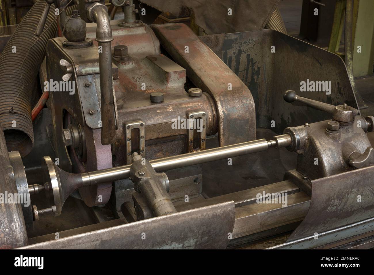 Lathe for valves in a historic lathe shop, now an industrial museum ...