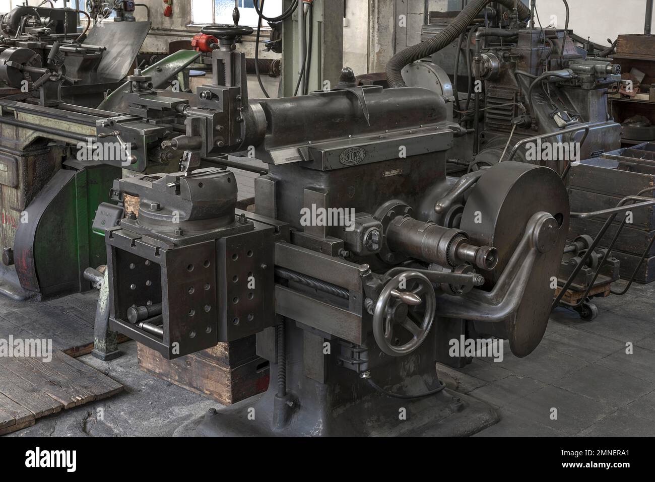 Lathe for valves in a historic lathe shop, now an industrial museum ...